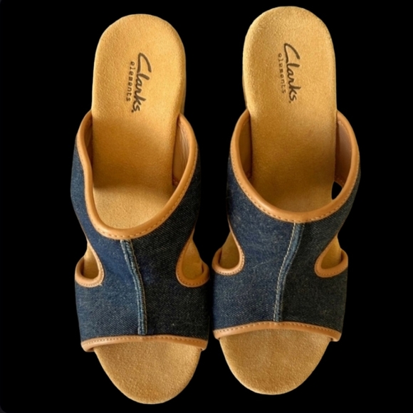 Clarks | Shoes | Clarks Denim Platform Sandals | Poshmark